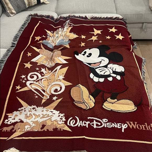 Disney | Bedding | Disney Mickey Mouse Red And Gold Throw Blanket ...